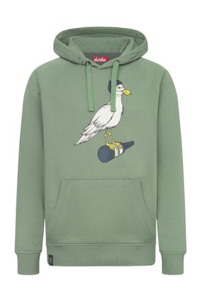 Derbe Hoodie Sturmmöwe Herren Grün Pullover GOTS XL | Hamburg | Möwe | Kapuzenpullover
