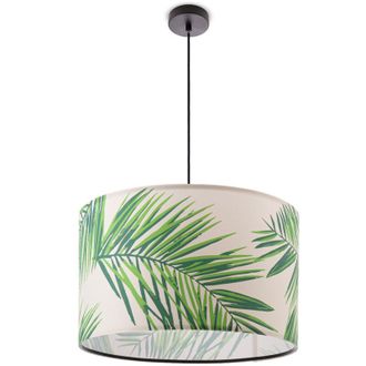 Paco Home Paco Home - Plafonnier Suspension Salon Chambre à Coucher Motif Palmiers Vert Beige E27 Vert (Ø38cm), Lampe à suspension - Noir