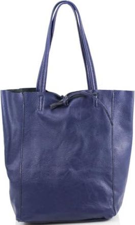 Generic Grand sac à main en cuir italien uni pour femme et fille, sacoche à bandoulière 8102, bleu marine, Large
