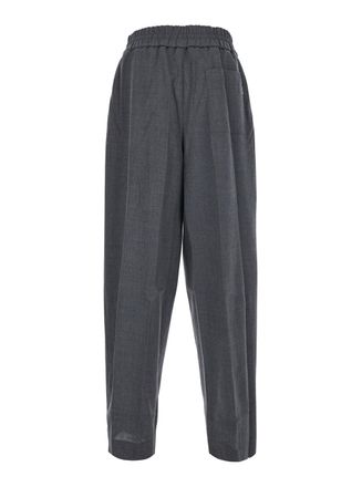 Ami Wide-Leg Wool Trousers - Gray