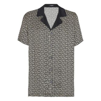 Balmain Kurz&auml;rmeliges Hemd - - Shirts - Herren - Schwarzk - S