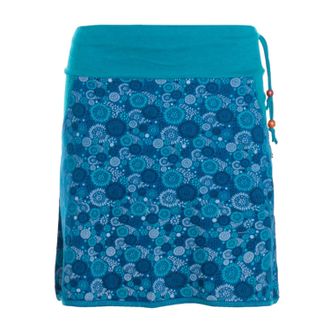 vishes Alternative Bekleidung - Damen Mini-Rock Baumwolle Blumen-Muster Bund zum Schn&uuml;ren mit Taschen t&uuml;rkis 38