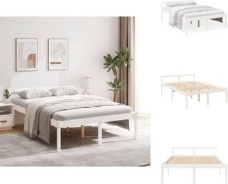 vidaXL Seniorenbett Wei&szlig; 120x200 cm Massivholz Kiefer - Seniorenbett - Bett Gestell - Kiefernholz - Massivholzbette - Doppelbett