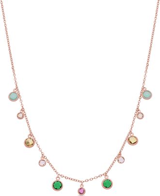 Luxenter Halskette aus Metalllegierung und mehrfarbigem Zirkonia, gefertigt in 18-karat-Ros&eacute;gold - Huis