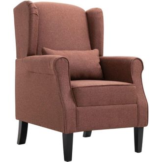 vidaXL Fauteuil avec une structure en bois et un tissu brun couvert avec un design &eacute;l&eacute;gant