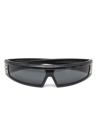 Dolce & Gabbana logo-detail rectangle sunglasses - Schwarz