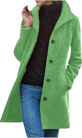 Generic Manteaux dhiver en laine pour femme - Col montant - Simple boutonnage - Élégant mi-long - Mélange de laine - Manteau classique intelligent - Vêtement 