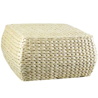 BESPORTBLE Uonlytech Gewebter Fu&szlig;hocker aus Rohrkolbengras 30X30X15cm Quadratischer Sitzhocker f&uuml;r Eingangsbereich und Wohnzimmer Stabiler Holzrahmen Vielseitige