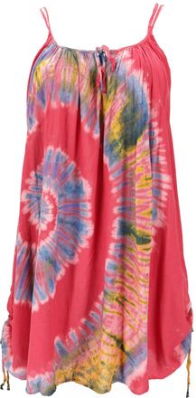 Guru Shop Plus Size Batik Tunika, Strandkleid, Tunika F&uuml;r Starke Frauen - Himbeerrot, Damen, Synthetisch