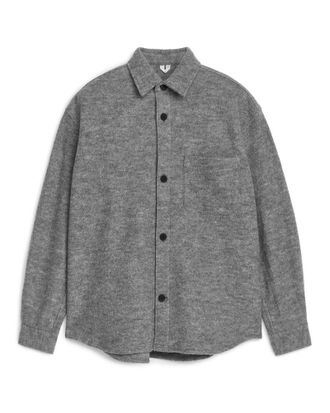 Arket Boucl&eacute;-Hemd Aus Wolle -Grau