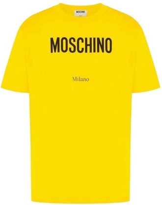 Moschino unisex, Tops, Jaune, Taille: L T-shirt imprim&eacute; en jersey de coton