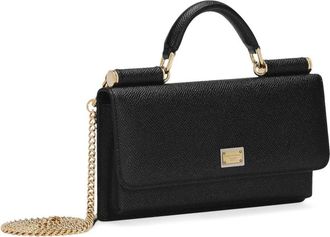 Dolce & Gabbana Womens Calfskin Mini Bag Black Leather Shoulder