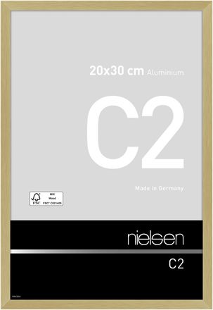 Nielsen Design Bilderrahmen, 20 x 30 cm, Aluminium, Gold matt, Fotorahmen zum Auftstellen und Aufhängen im Hoch- & Querformat, Echtglas, C2
