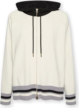 Elena Miro Femme, Pulls, Blanc, Taille: 46 FR Cardigan &agrave; capuche zipp&eacute; en viscose m&eacute;lang&eacute;e