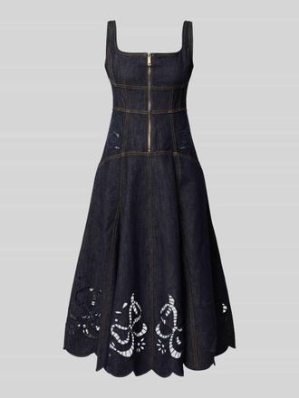 Self Portrait Knielanges Kleid in Denim-Optik