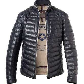 Milestone Herren Lederjacke blau Lammleder unifarben