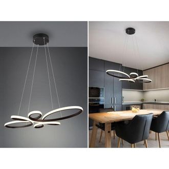 Trio Leuchten Gro&szlig;e led Pendelleuchte fly geschwungen Schwarz, Breite 83cm