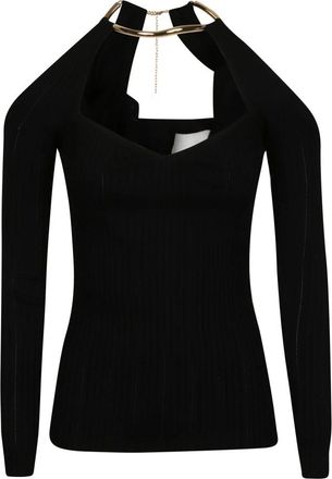 Elisabetta Franchi Femme, Tops, Noir, Taille: 34 FR Top en maille avec d&eacute;tail de bijou