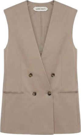 Alberta Ferretti Femme, Vestes, Gris, Taille: 40 FR Veste sans manches crois&eacute;e oversize