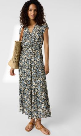 Gerard Darel Robe longue et cintr&eacute;e &agrave; fleurs - REINA - Turquoise