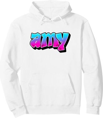 BDAZ Amy Graffiti Personalisierter Name Blau Rosa Frauen M&auml;dchen Pullover Hoodie