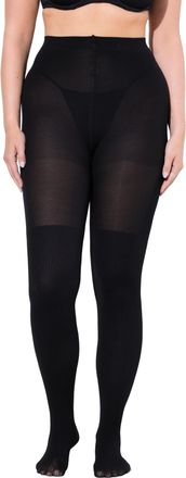 Ulla Popken Damen gro&szlig;e Gr&ouml;&szlig;en &Uuml;bergr&ouml;&szlig;en Plus Size Strumpfhose, Overknee-Optik, 80 den schwarz 54+ 831196100-54+