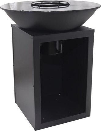 Vente-Unique Barbecue plancha brasero &agrave; charbon et bois avec rangement L80 x l80 x H95 cm noir - IGNOS