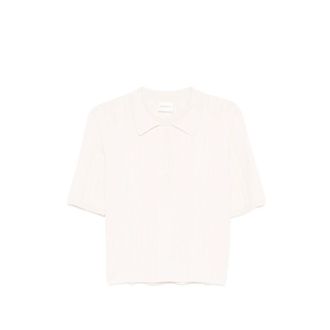 Closed Ribbed Buttoned Polo Top