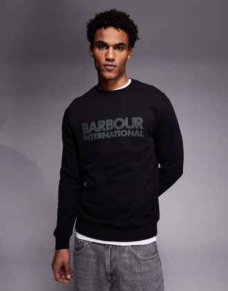 Barbour Essential - Sweat ras de cou &agrave; imprim&eacute; graphique - Noir
