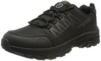 Skechers Homme Fannter Basket, Black Leather Textile Synthetic, 45.5 EU