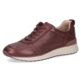 Caprice Caprice Damen Sneaker flach aus Leder mit Schn&uuml;rsenkeln, Rot (Bordeaux Deer), 41 EU