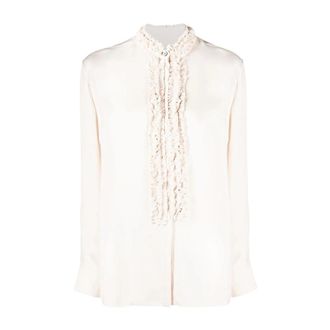 Jil Sander Hemdbluse mit R&uuml;schenbesatz - - Blouses & Shirts - Damen - Beige - M