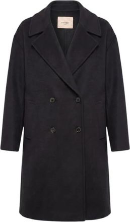 Twinset Oversized Double-Breasted Coat - - Coats - Damen - Schwarzk - M