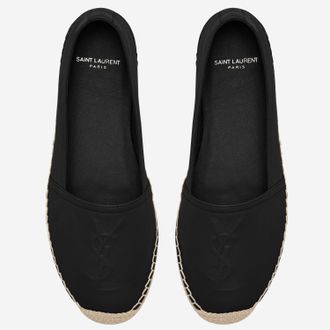 Saint Laurent Womens Leather Logo Espadrilles Black Lambskin Shoe