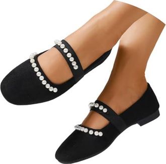 Generic Mary Jane Escarpins &agrave; perles pour femme - Talon bas - Chaussures de v&ecirc;tements - Bout ferm&eacute; - Chaussures de mariage - Chaussures de marche - Chaussures