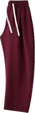 Generic Pantalon de jogging d&eacute;contract&eacute; et confortable pour homme pour le week-end, d&eacute;tente, taille &eacute;lastique, pantalon de surv&ecirc;tement doux et tendance, Rouge