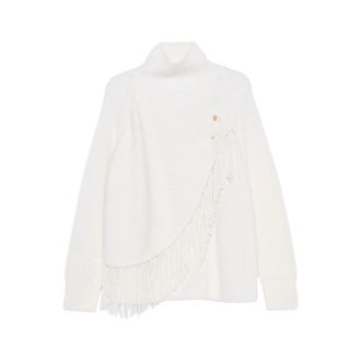 Carven Rippstrick-Pullover mit hohem Kragen - - Knitwear - Damen - Wei&szlig; - S