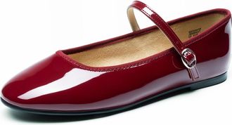 Dream Pairs Schuhe Damen Ballerinas Mary Jane Schuhe Trachtenschuhe runde Zehen Bequeme Elegante f&uuml;r den Alltag,Size 38.5,Burgund,SDFA2441W