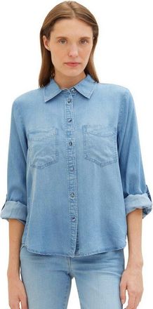 Tom Tailor Jeansbluse mit Lyocell und Kentkragen