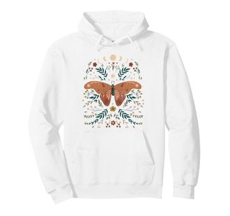 Trendy Apparel Celestial Butterfly Lunar Phases and Flowers Pullover Hoodie
