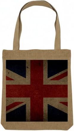 Fabulous Sac Shopping Tote Bag Aspect Lin - Drapeau Royaume Unis UK Unis Football Sport Equipe Nationale - Sac de Courses Toile Epaisse 360g Beige Naturel Caba