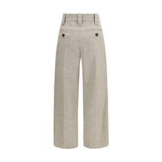Brunello Cucinelli High-Waisted Pleated Virgin Wool Trousers - Beige