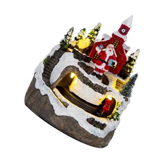 PartyKindom Musik Weihnachtshaus Led Beleuchtung Mit Zug Tischdekoration Weihnachtsfigur Resin Senioren