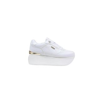 Guess Femme, Chaussures, Blanc, Taille: 39 EU Baskets compens&eacute;es sportives &agrave; lacets