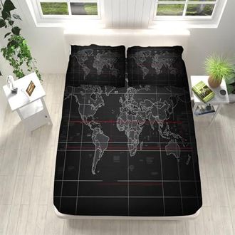 Generic Drap Housse en Microfibre à imprimé 140 x 200 cm Drap Housse Protège pour Matelas Épais jusquà 30 cm, Carte du Monde Vintage Housse de Matelas Antidér