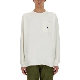 Needles L/S Crew Neck Tee - Poly Jersey - - Tops - Herren - Wei&szlig; - S