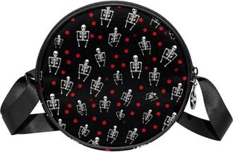 Generic Sac &agrave; bandouli&egrave;re rond rond pour femme, petit sac &agrave; bandouli&egrave;re squelette avec fermeture &eacute;clair, bretelles r&eacute;glables, d&eacute;contract&eacute; pour femmes et fille