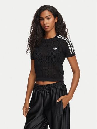 adidas T-Shirt Knitted Crochet Tee KC6481 Schwarz Regular Fit