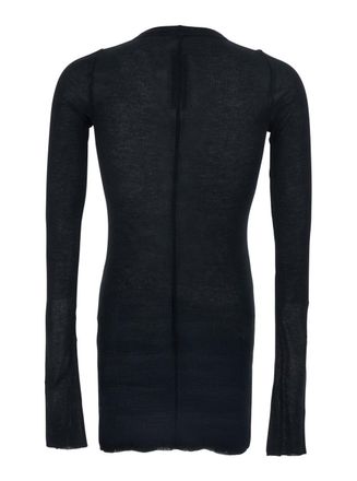 Rick Owens Mens T-Shirt Round Neck Black Viscose-Silk T-Shirts And Polos