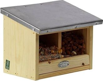 Fallen Fruits Esschert Design Eichh&ouml;rnchen Futterhaus doppelt aus, 25,3 x 17,6 x 18,7 cm, Nistkasten, Futterstation mit Zinkdach, witterungsbest&auml;ndig